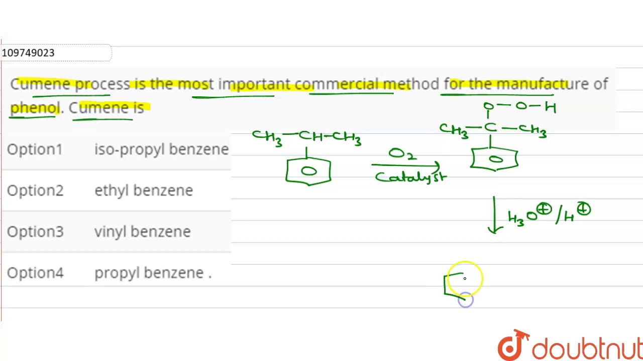 Cumene process is the most important commecial mehod for the manufactre ...