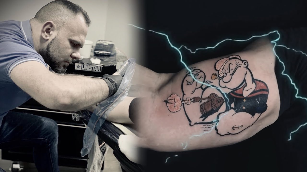 Popeye tattoo | time-lapse |handtattoo - YouTube