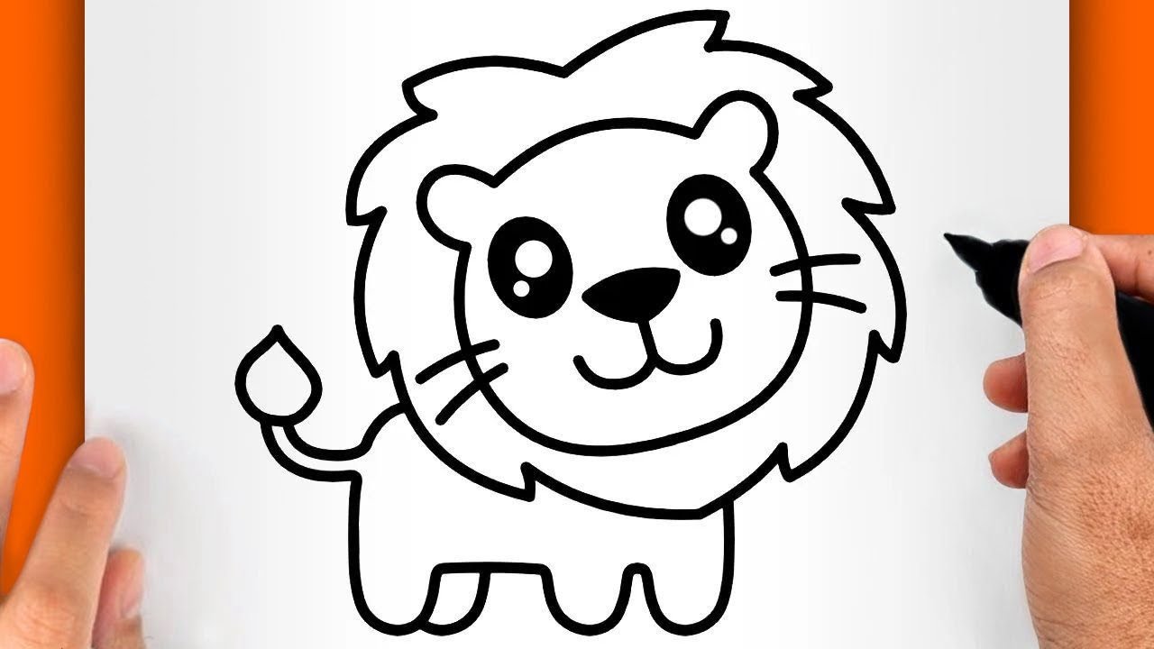 (SØTE TEGNINGER AV DYR) TEGNING EN LØVE - HVORDAN TEGNE EN LØVE (Tegne ...