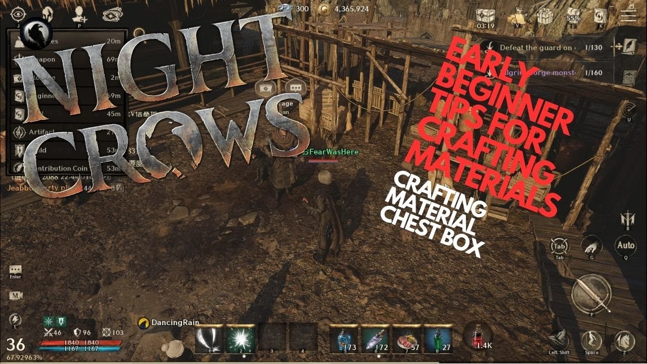 NIGHT CROWS EARLY BEGINNER TIPS FOR CRAFTING MATERIALS #nightcrows ...