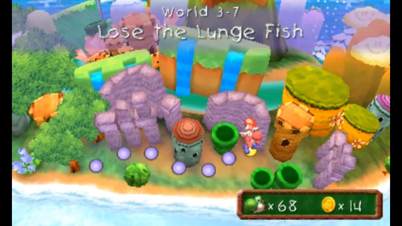 Yoshi's New Island (3DS) World 3-7 Lose the Lunge Fish Walkthrough ...