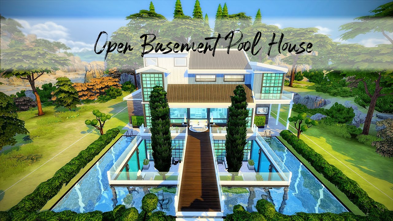 OPEN BASEMENT POOL HOUSE | SIMS 4 | SPEED BUILD & TOUR | NO CC - YouTube