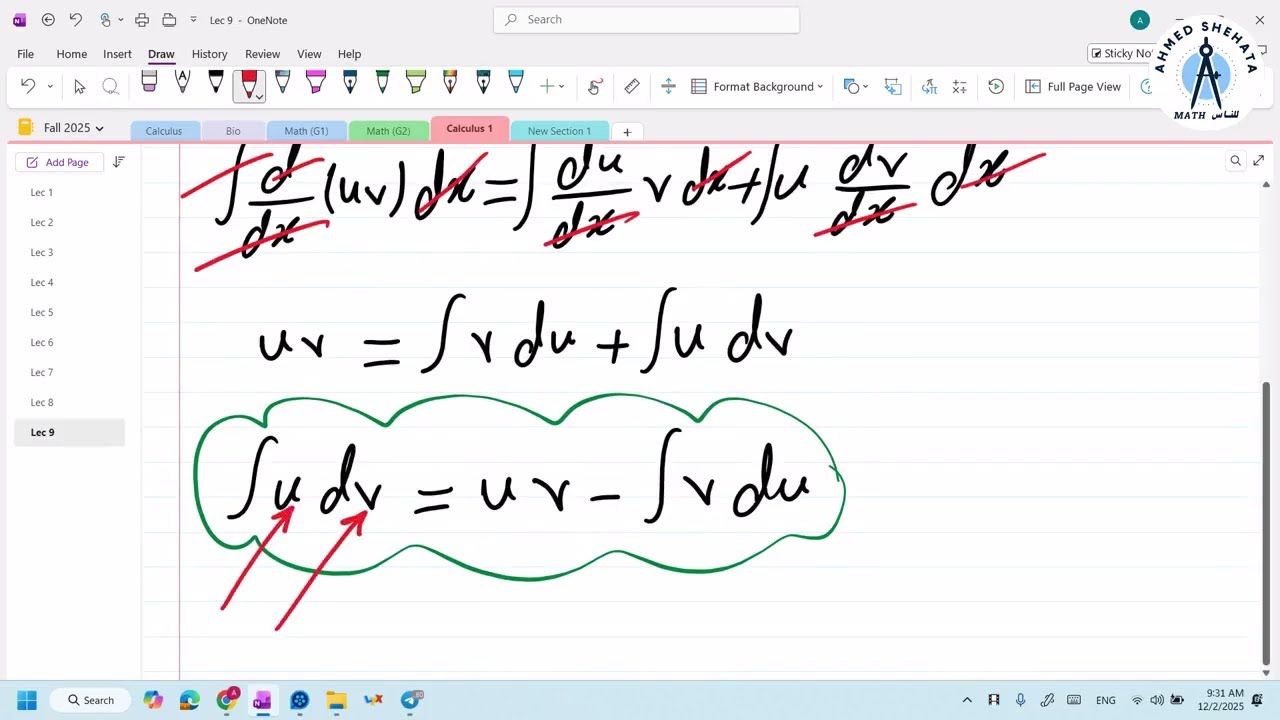 Calculus 1 | Lec 9 | Integration by Parts & Substitution - YouTube