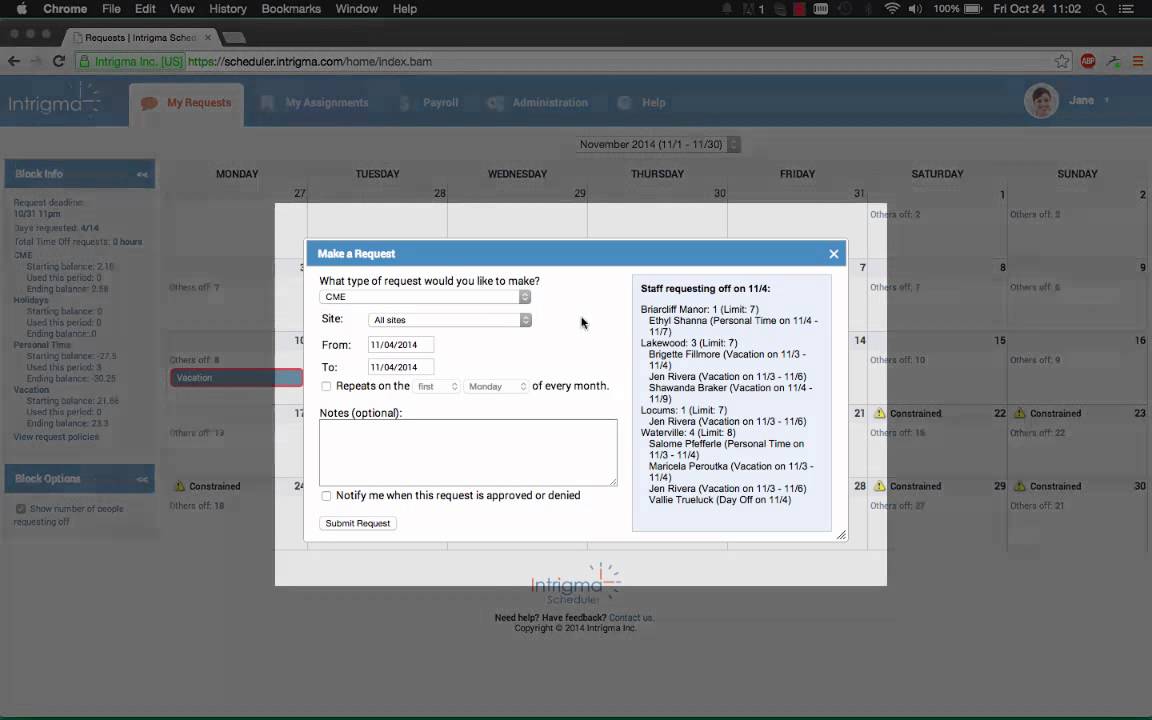 Intrigma Scheduler: Vacation, PTO and CME requests - YouTube