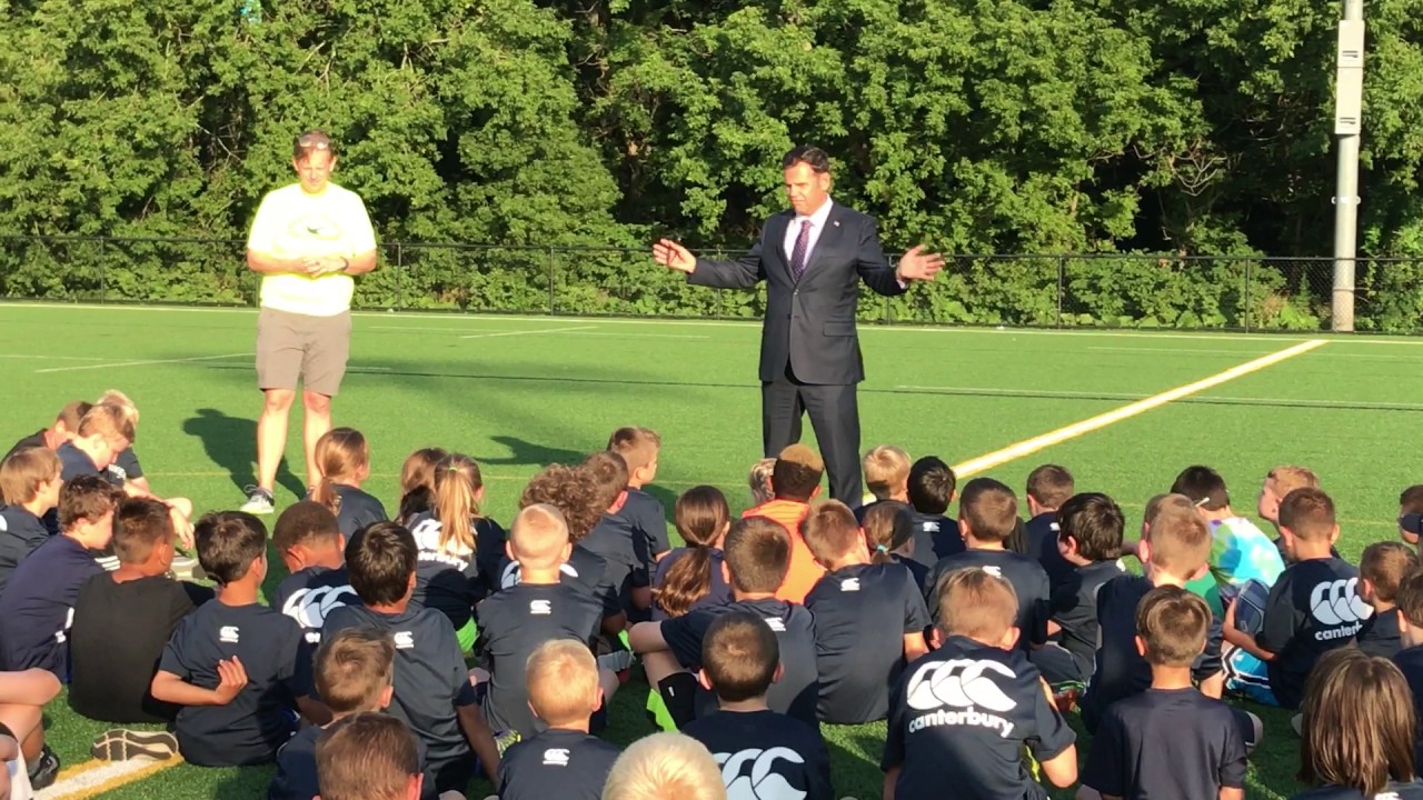 Mayor Gary Christenson talks to the Mystic Youth Rugby Club - YouTube