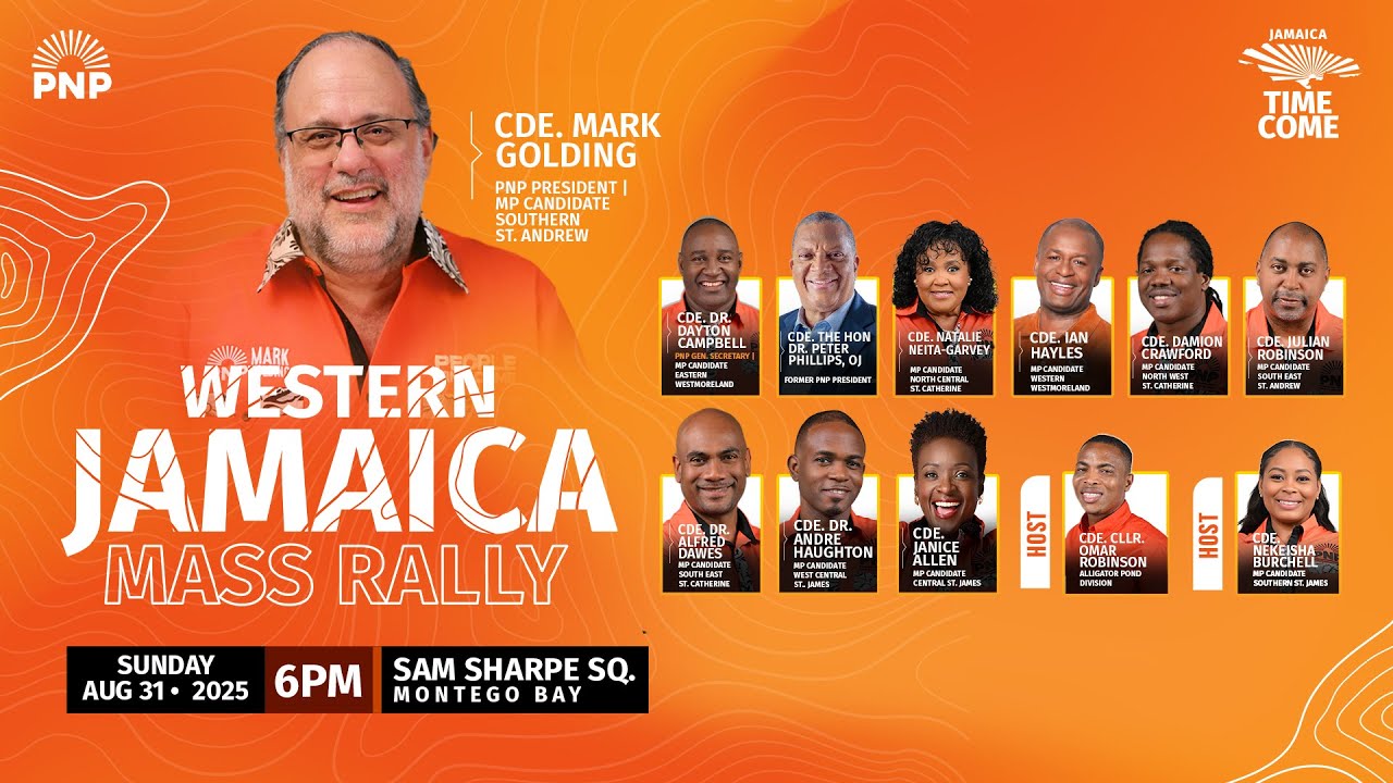 PNP Western Jamaica Mass Rally | Sam Sharpe Square | Sunday August 31 ...