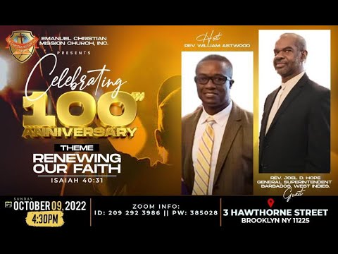Emanuel Christian Mission 100th Anniversary Service (October 9th, 2022 ...