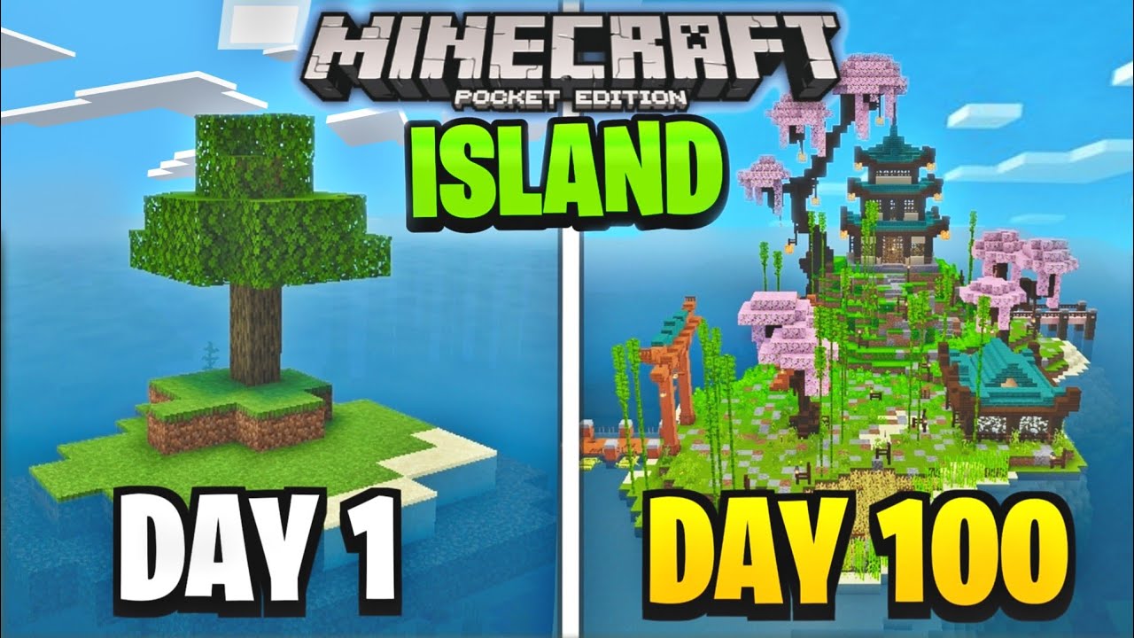 I Survived 100 Days On A SURVIVAL ISLAND In Minecraft Pocket Edition ...