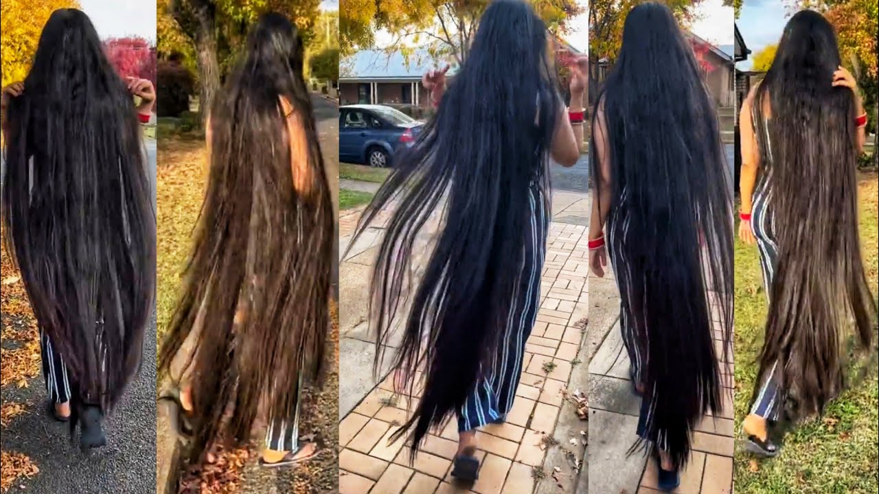 Floor length long hair beautiful girl on a road - YouTube