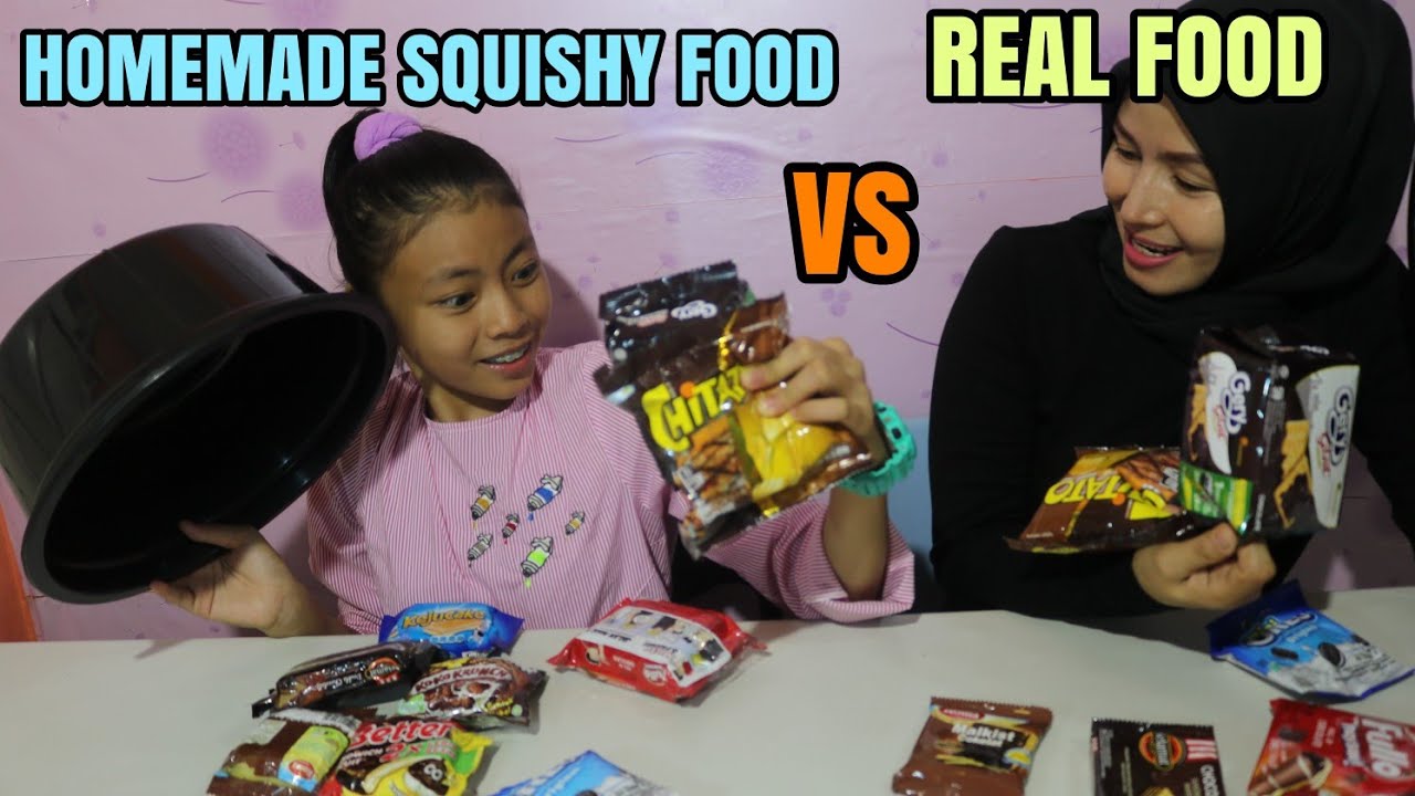 HOMEMADE Squishy Food VS REAL Food ! Challenge, Seru banget ,mirip ...