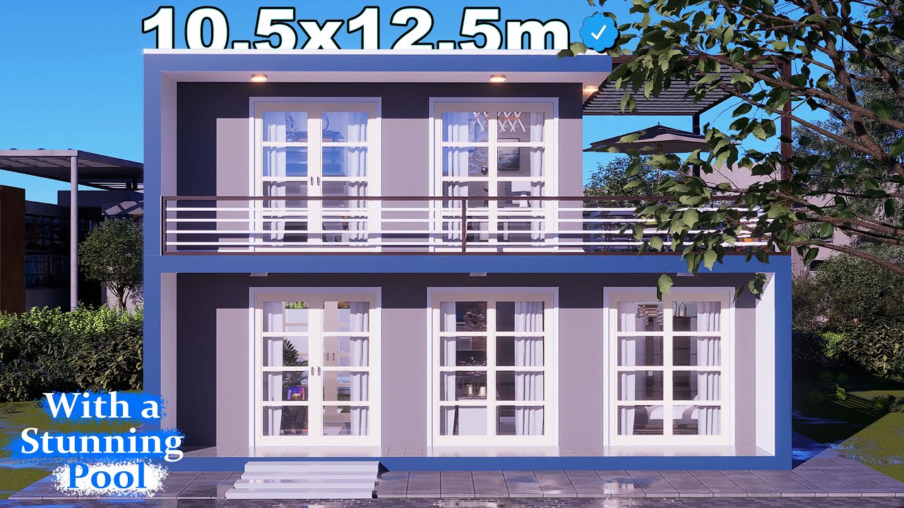 (10.5x12.5) Modern Small House Design With Pool & Plan | 2 Bedroom ...