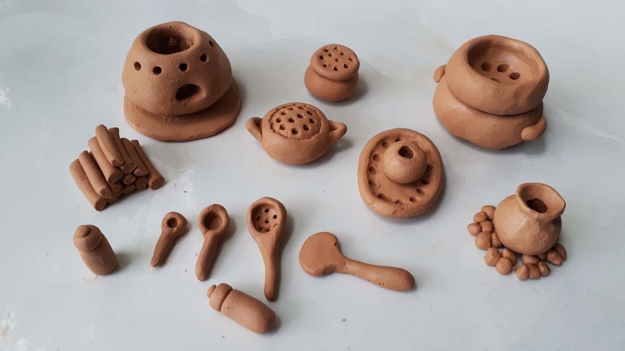 Art of Clay and Dots: Making Miniature Clay Utensils - YouTube