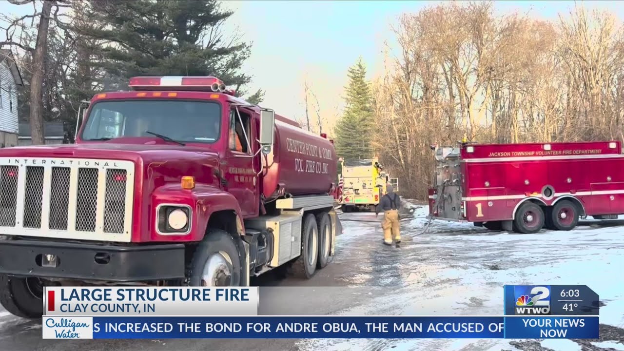 House fire causes building to completely collapse in Clay County - YouTube