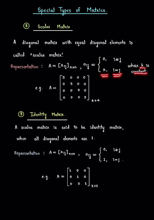 Special types of Matrices (Part 3) #matrix #scalar matrix #identity ...