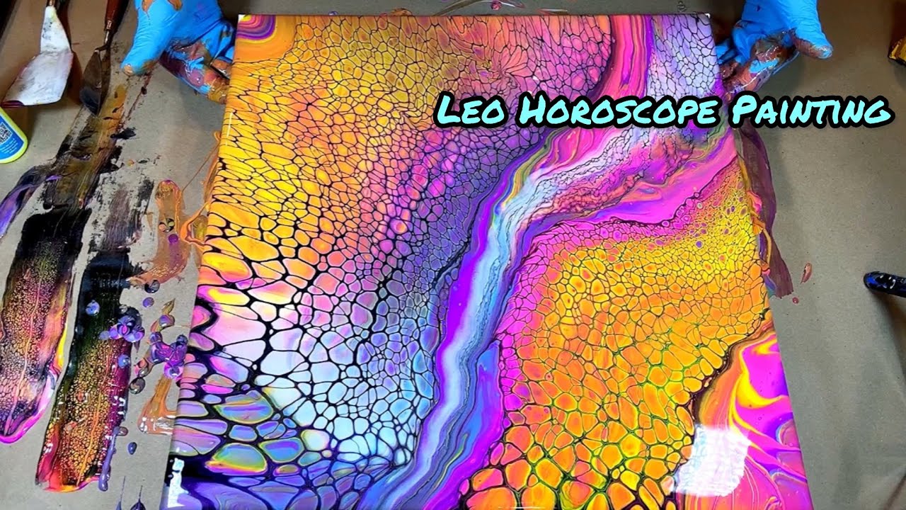 Fluid Art Painting Tutorial Inspired by the Leo Zodiac - YouTube