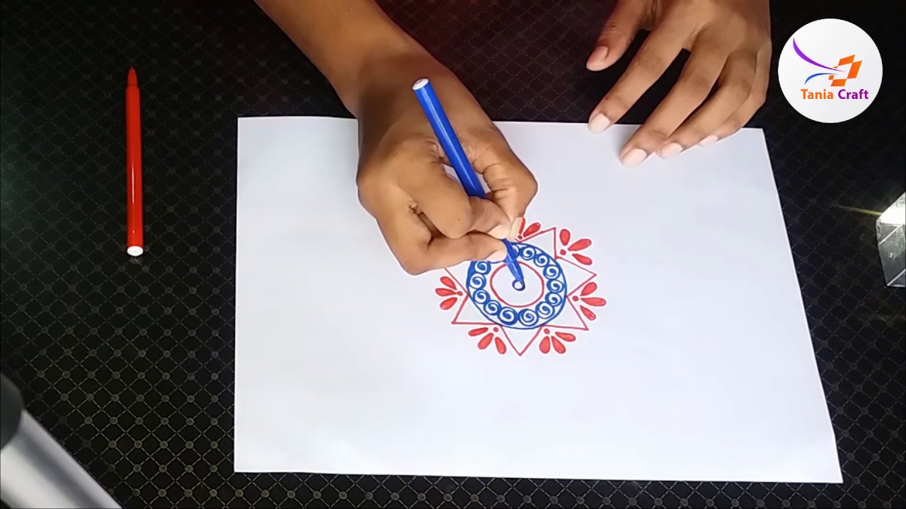 Simple Flower Design || Project on Paper| Tania Craft - YouTube