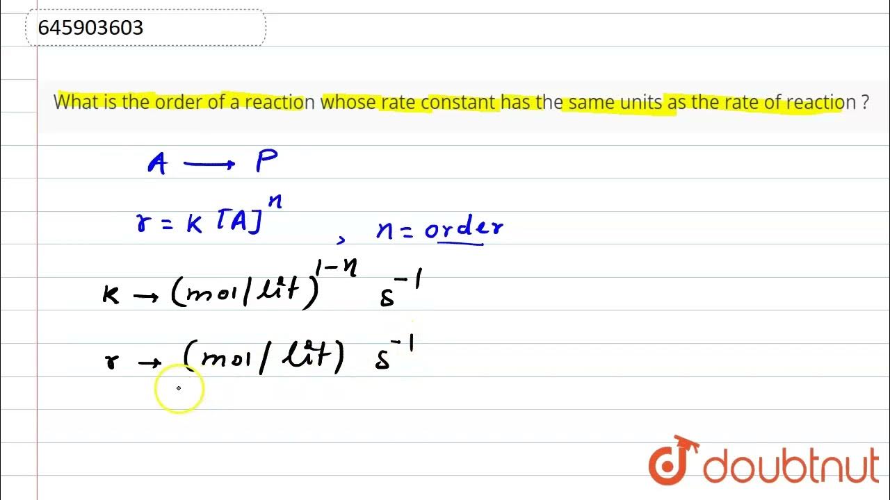 What is the order of a reaction whose rate constant has the same units ...