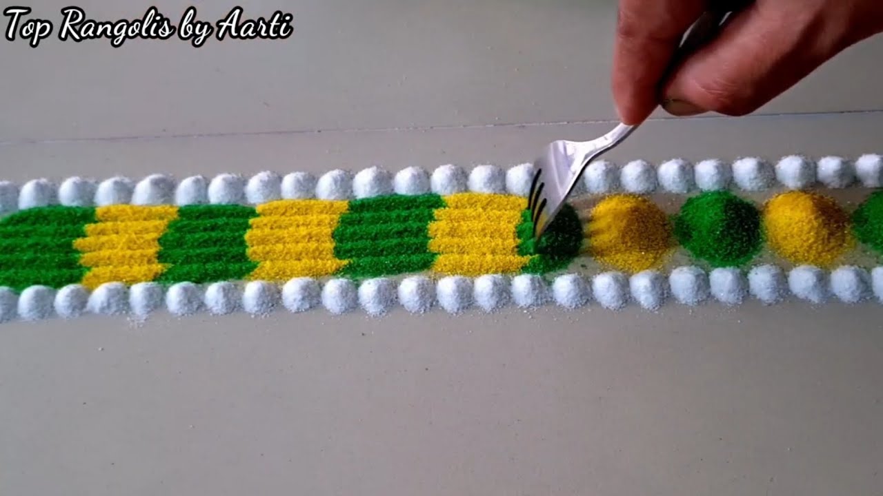 Simple Toran Border Rangolis | Simple Border Rangoli for Diwali | Easy ...