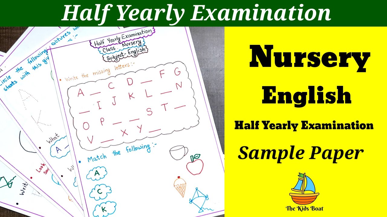 Nursery English Half Yearly Examination Sample paper @TheKidsBoat - YouTube