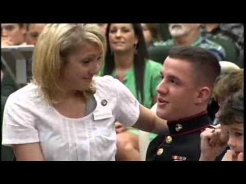 Marine surprises sister during graduation.