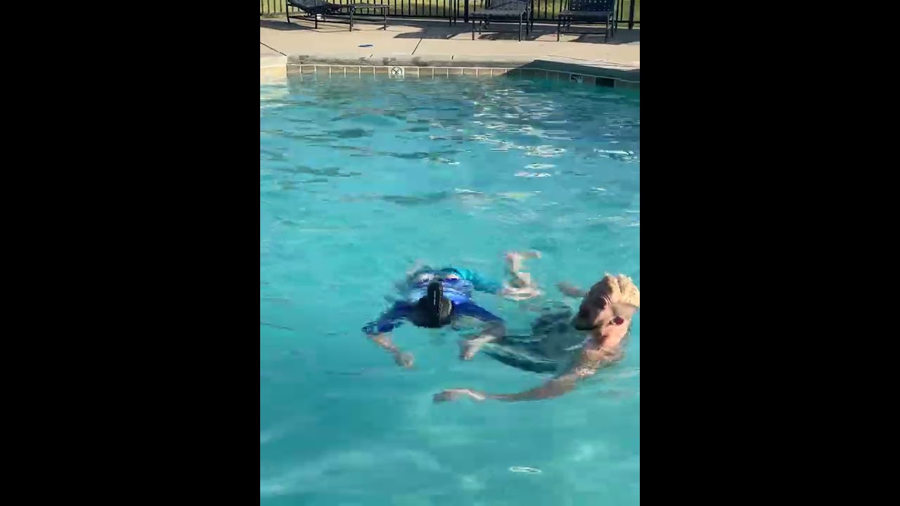 Cameron swimming for the first time - YouTube