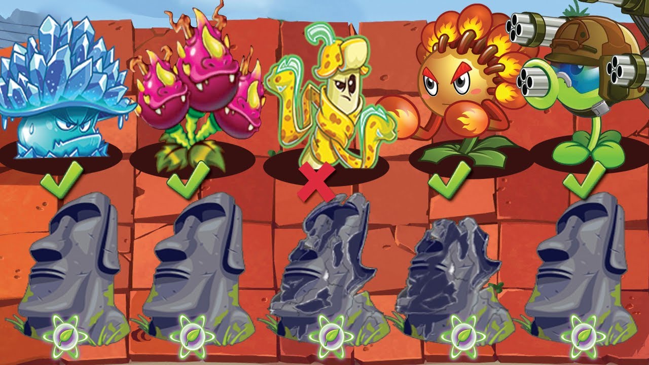 PvZ 2 Challenge - Every New Plants Level 1 Vs 40 Moai Stones - Which ...