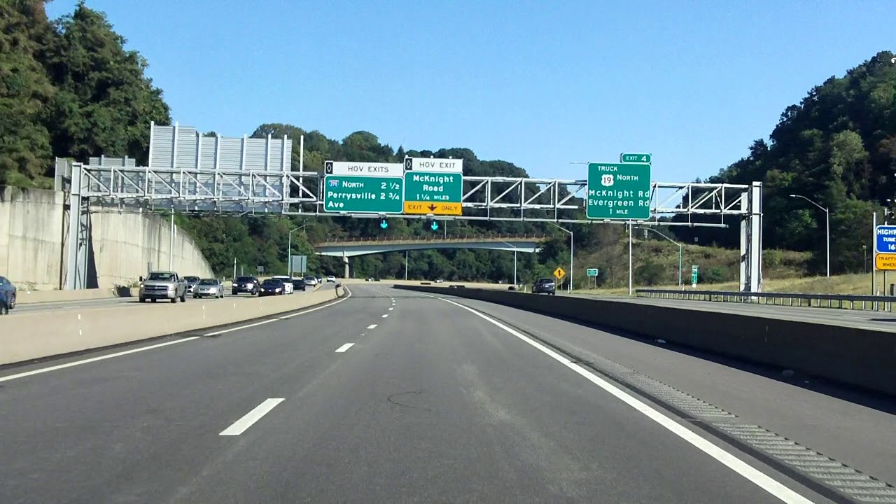 Parkway North (Interstate 279 Exits 1 to 5) northbound (HOV Lanes ...