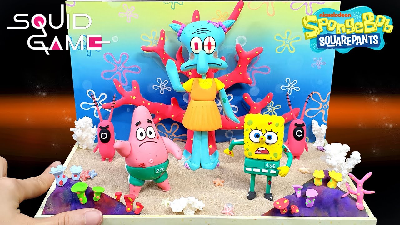 DIY Squid Game Diorama #5 - Spongebob × Squid Game ｜ Red light Green ...