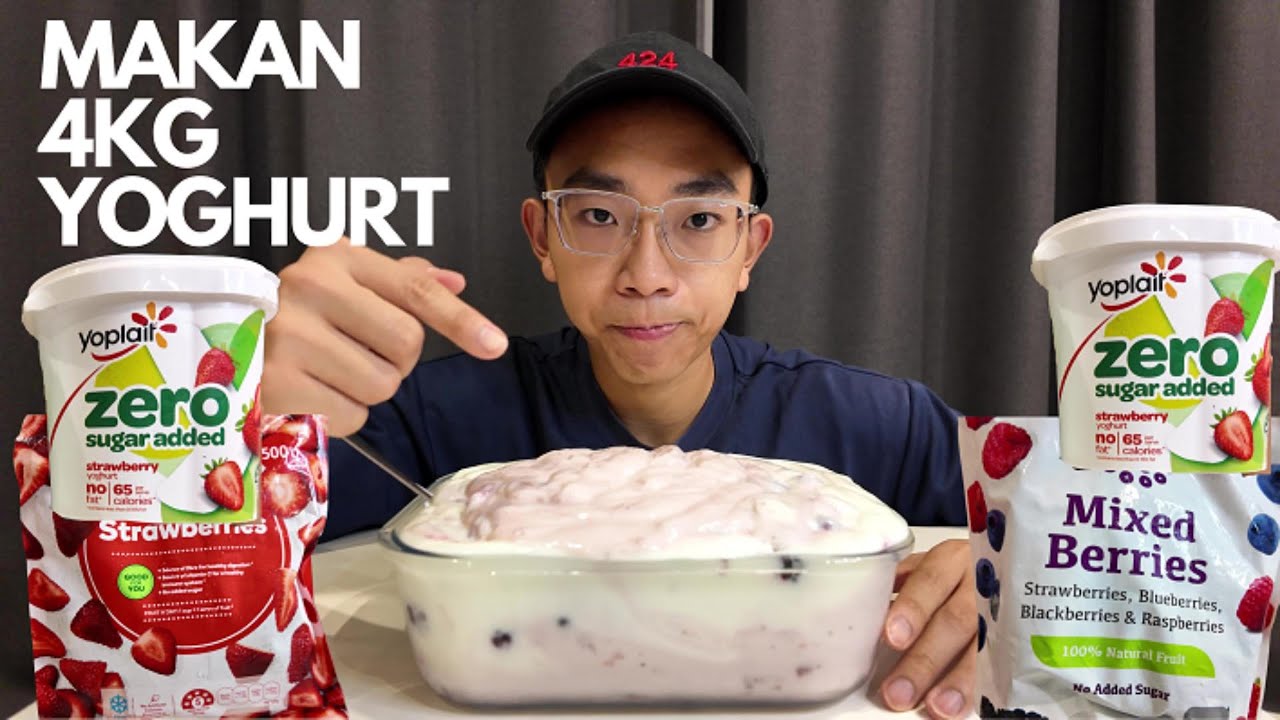 CHALLENGE MUKBANG MAKAN 4KG YOGHURT + FROZEN BERRY!!! - YouTube