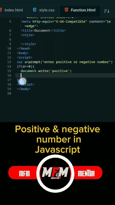 Positive Or Negative Number In Javascript Coding Html5css3 Script Scrip Foryou