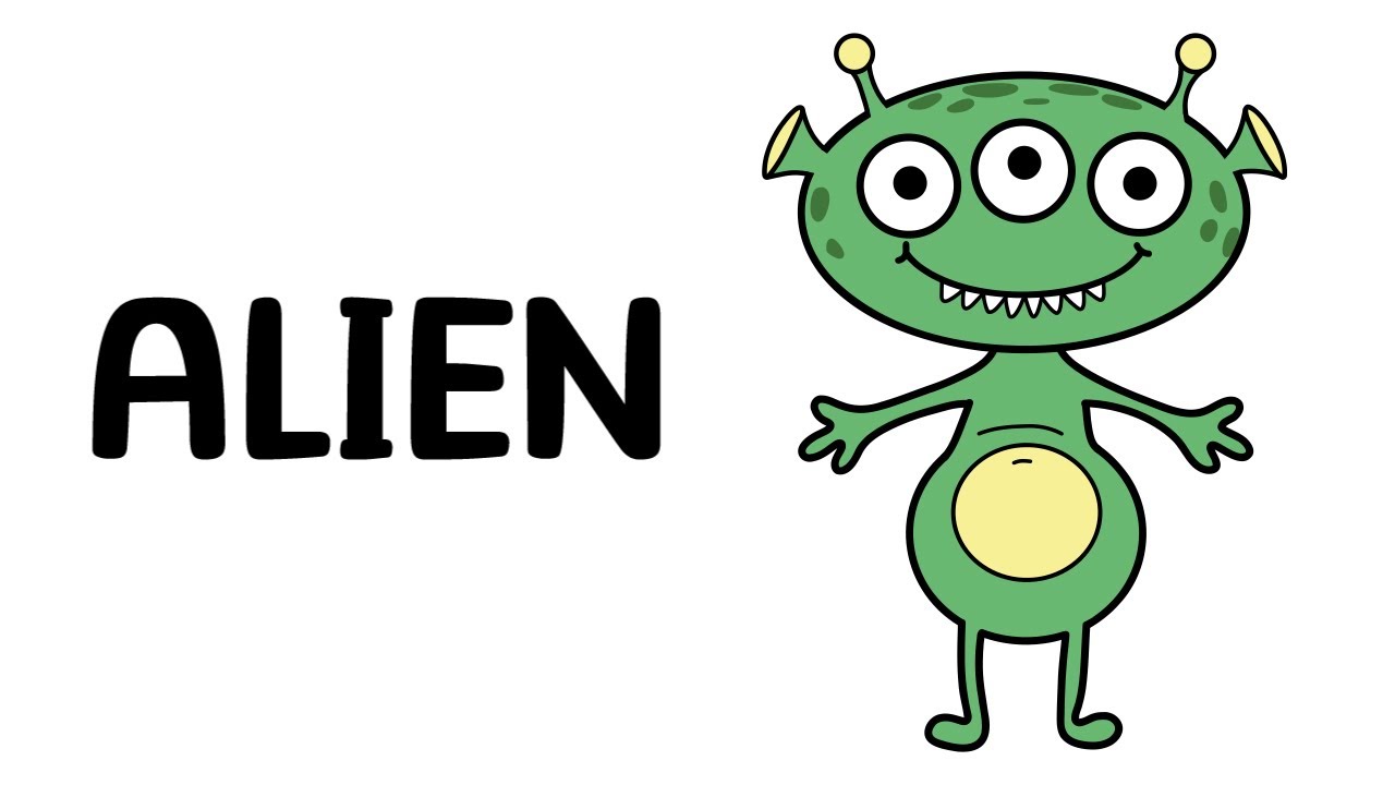 Step-by-step Drawing for Kids- Learn How to Draw a Cartoon Alien! Fun ...