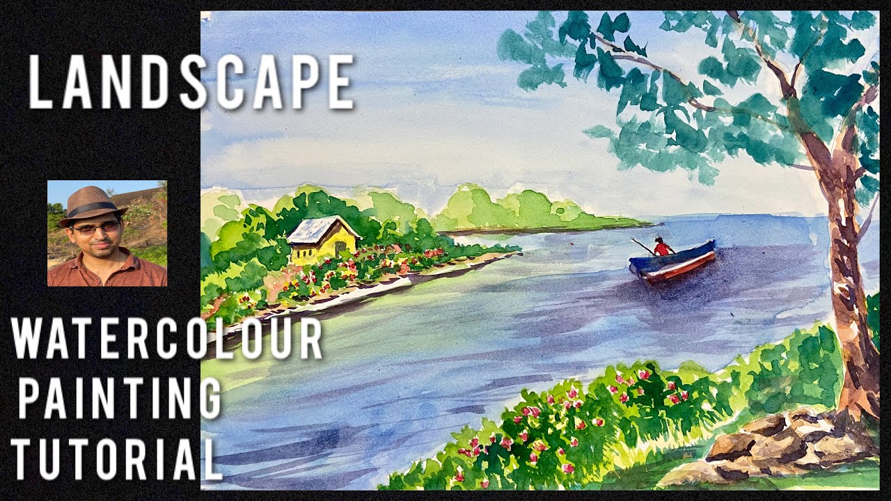 How to draw a simple landscape watercolor painting | watercolor by ...