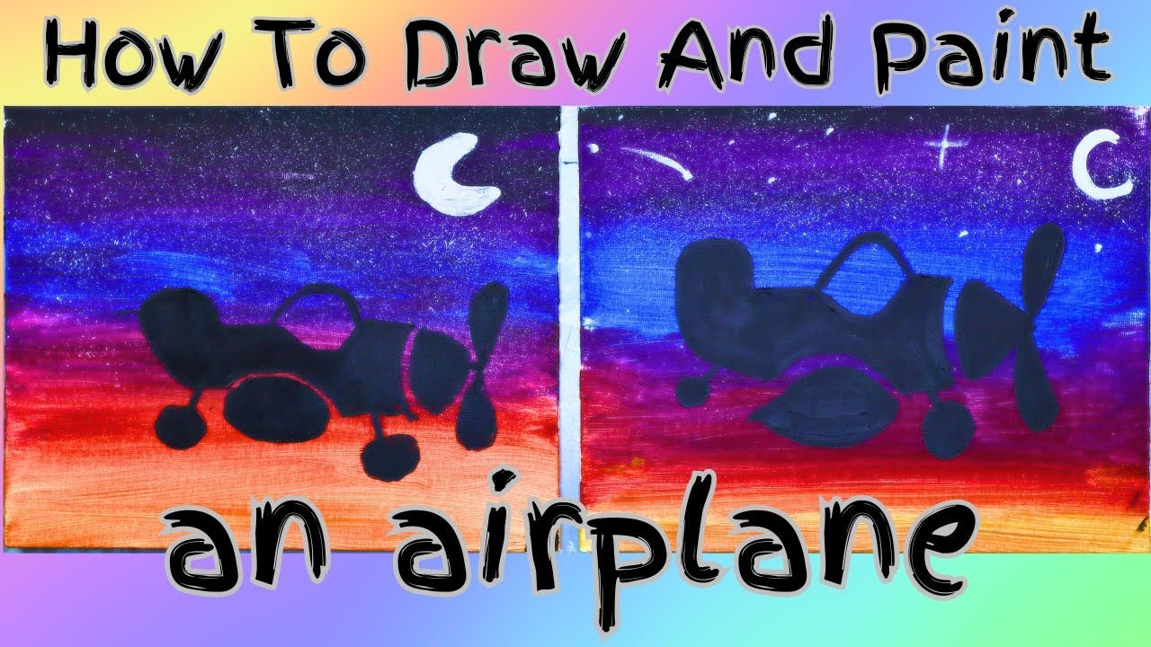 How To Draw And Paint An Airplane At Sunset - YouTube
