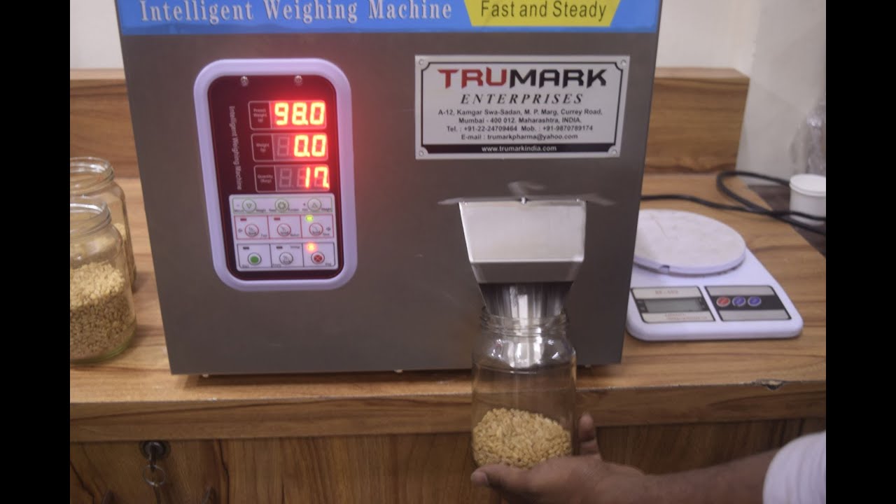 Table top weigh filler 10 - 100gm - YouTube
