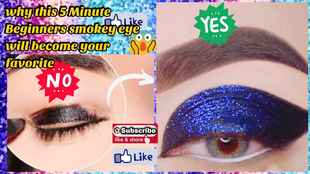 blacksmokeyeyemakeupwithblueglitter#5 Minute Beginners smokey eye will ...