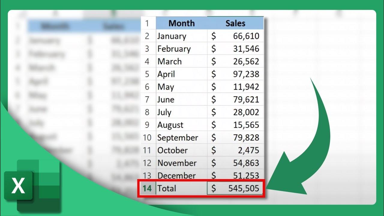 Sum and AutoSum Function | Microsoft Excel Tutorial - YouTube
