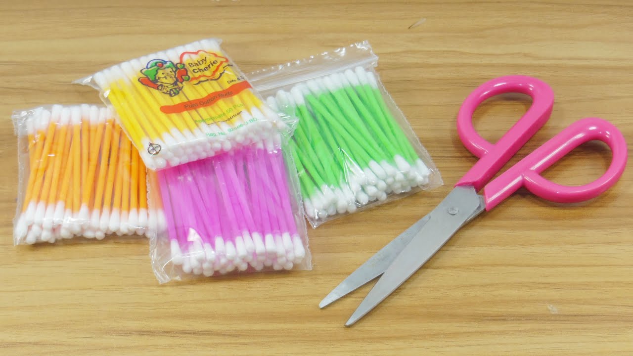 AWESOME CRAFT WITH COTTON BUDS | DIY ROOM DECORATION IDEA WITH COTTON ...