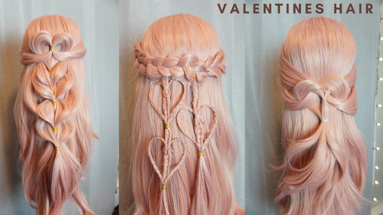 Easy Valentines Day Heart hairstyles | 408beautybygreta - YouTube