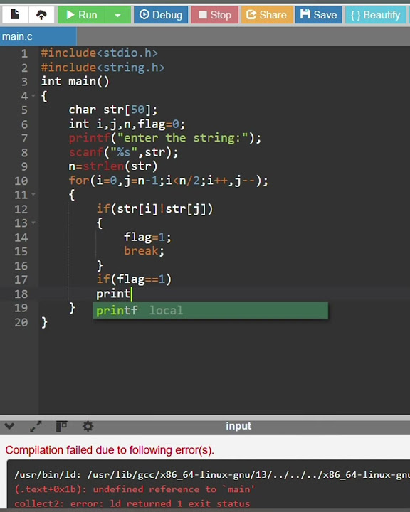 String is palindrome or not - C programing - YouTube
