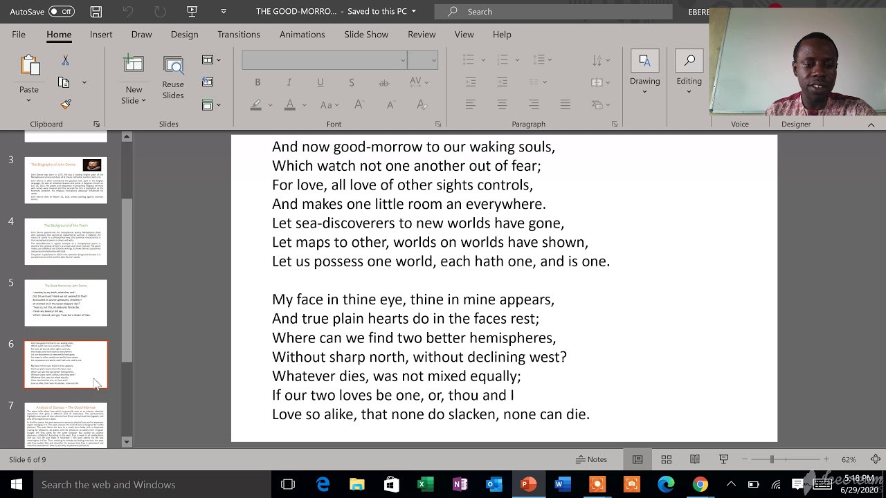 Short Analysis of The Good Morrow by John Donne - YouTube
