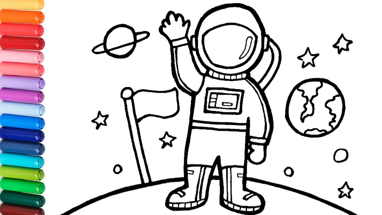 How To Draw An Astronaut Easy 🧑‍🚀// Astronaut Drawing For Kids And ...