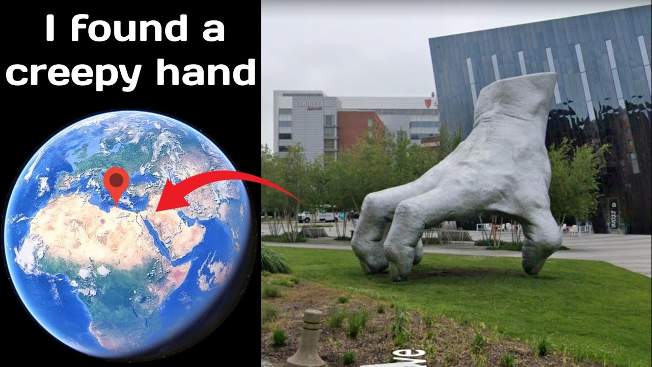 I found a creepy giant hand on google earth and google map - YouTube