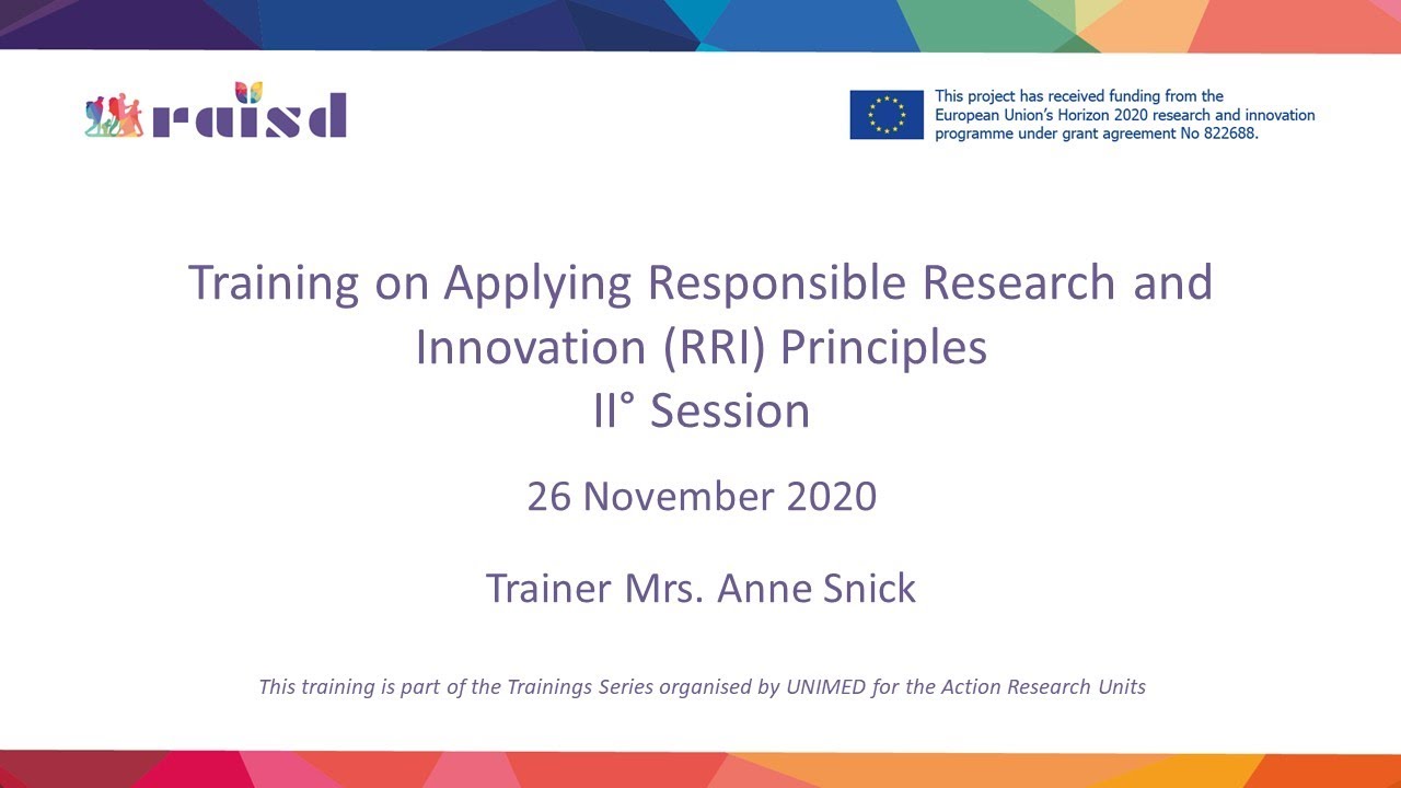 Training on Applying Responsible Research and Innovation (RRI ...