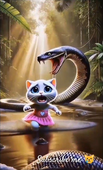 🐍Kitten 🐾🐈 fight 😿 with python#cat#shorts#short#trending#trend# ...