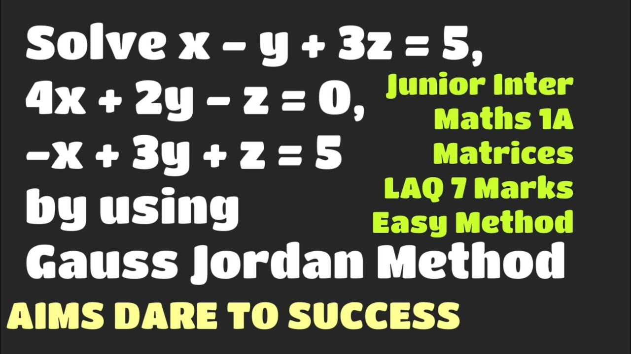 Solve X Y 3z 5 4x 2y Z 0 x 3y Z 5 By Using Gauss