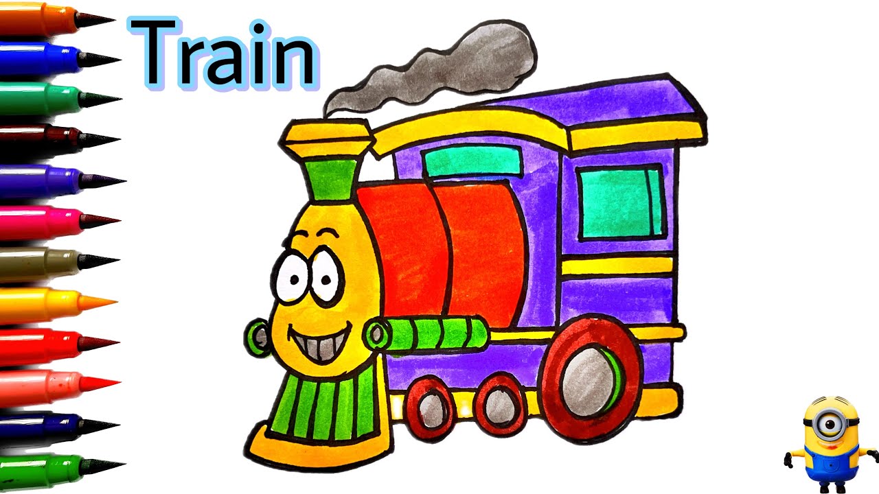 How to Draw a Train Step by Step | Cute Train Drawing | How to Draw a ...