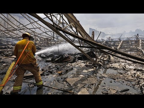 Amazon Distribution Warehouse in Southern California Destroyed in - YouTube