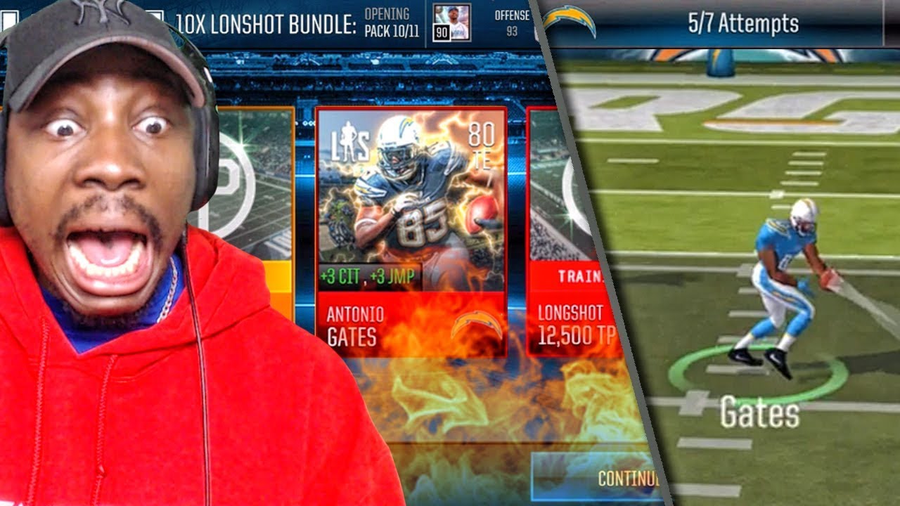 ANTONIO GATES LONGSHOT EVENTS & PACK OPENING! Madden Mobile 18 Gameplay ...