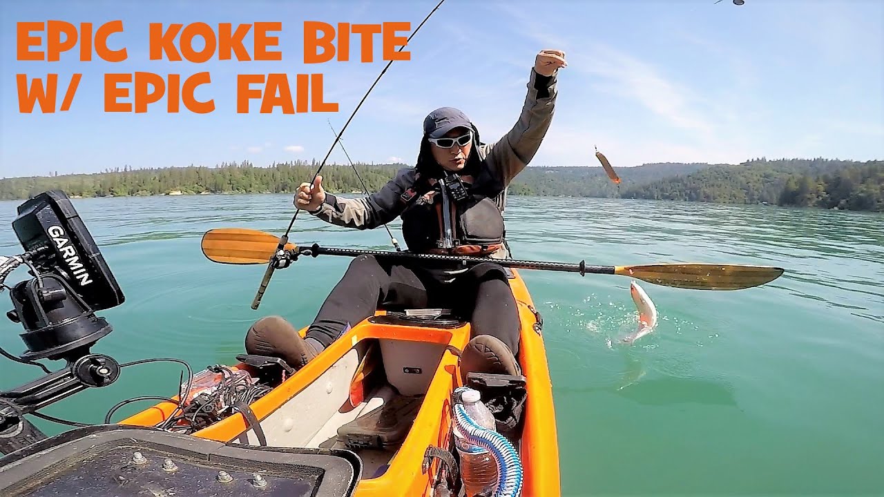 Epic Kokanee Salmon Bite With Epic Kayak Camping Fail - YouTube
