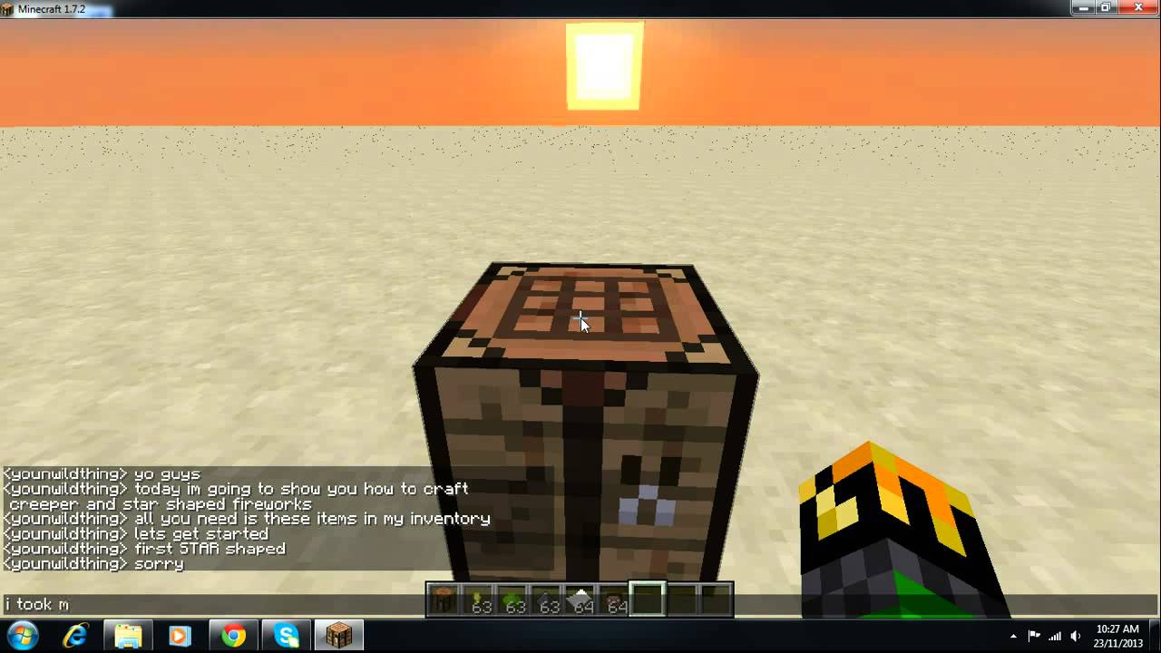 Minecraft - How to craft creeper and star fireworks - YouTube